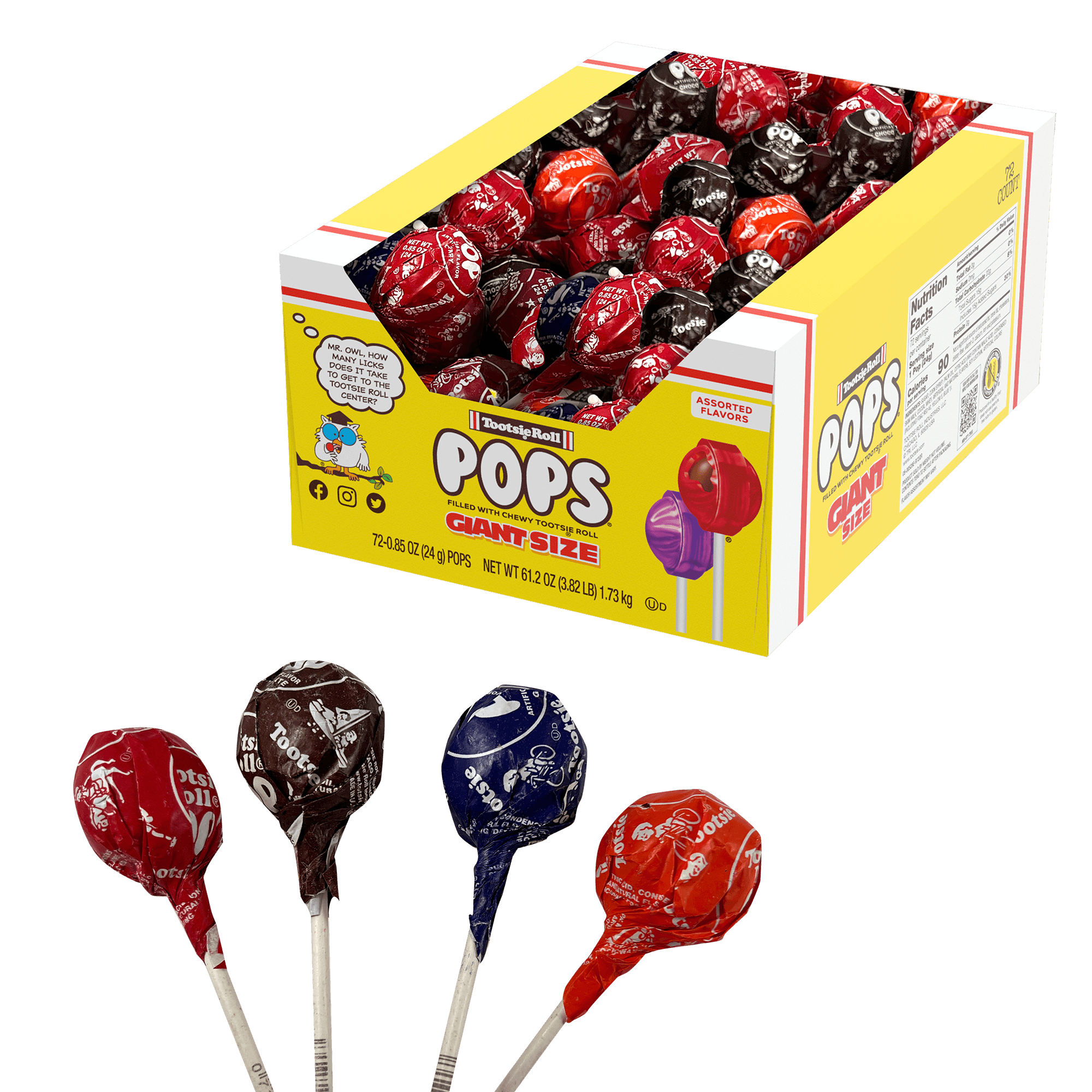 Tootsie Pops Assorted Giant Size (72 ct. Box) – Tootsie Roll