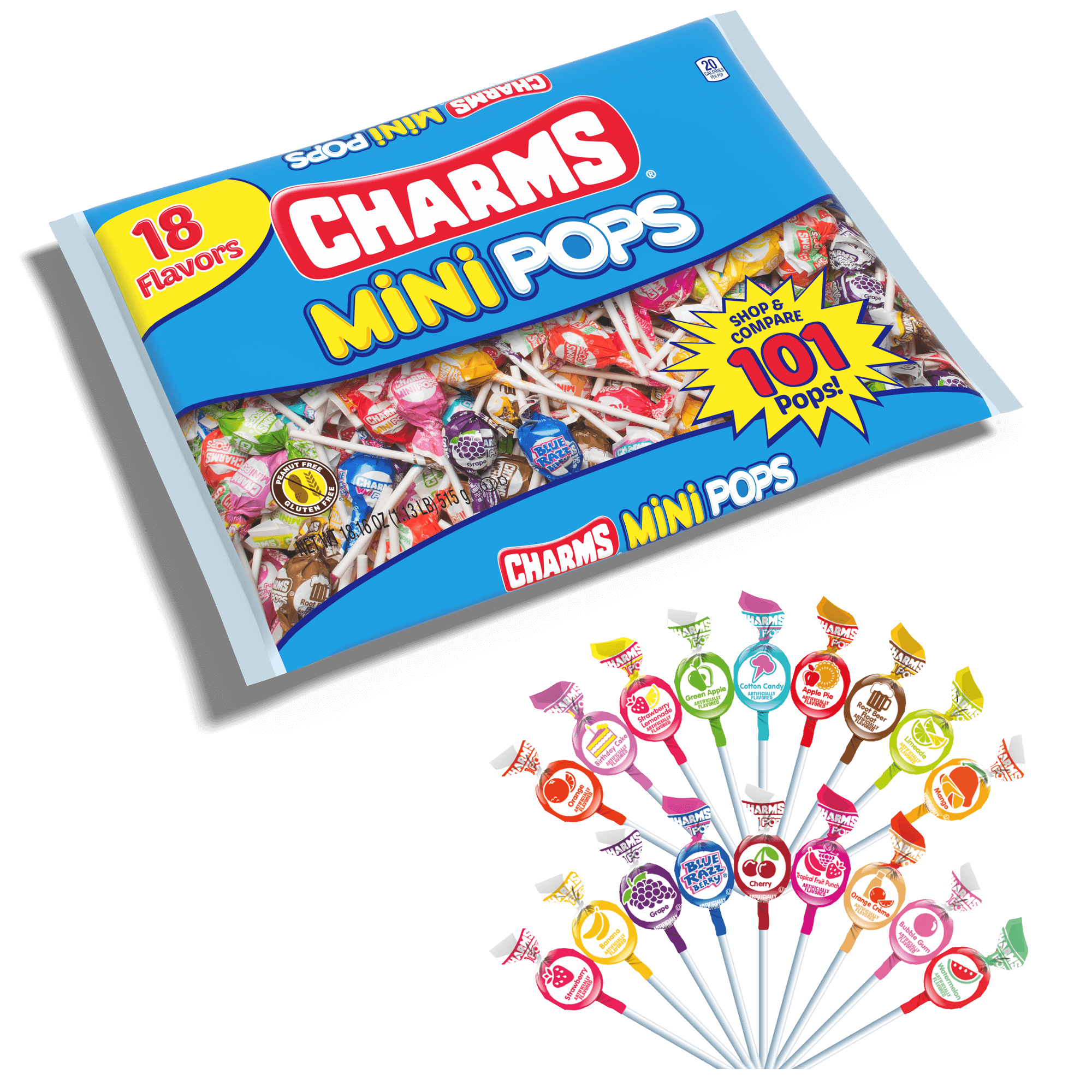 Charms Assorted Mini Pops (18.16 oz. / 101 ct. Bag) – Tootsie Roll