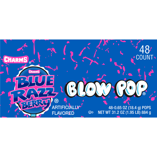 Charms Blow Pop Blue Razz Berry (48 ct. Box) – Tootsie Roll