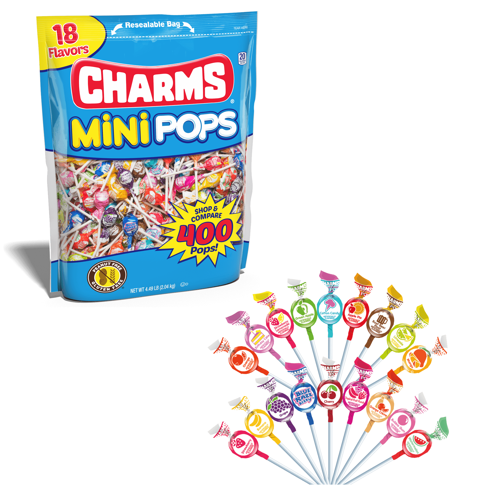 Charms Assorted Mini Pops (71.84 oz. / 400 ct. Bag) – Tootsie Roll