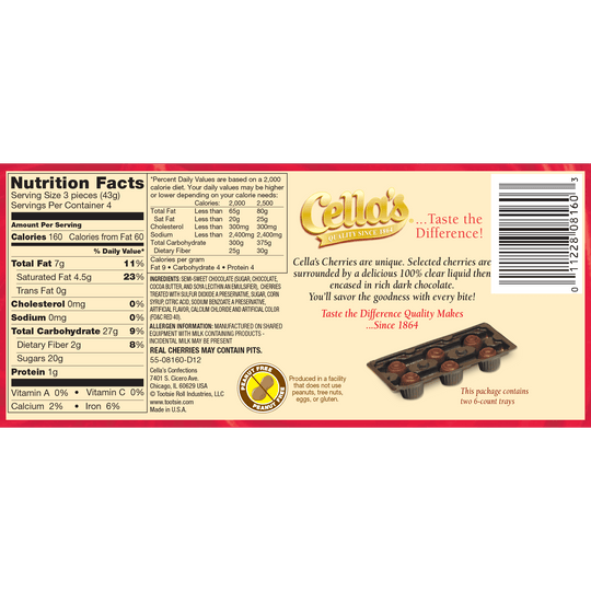 Cella's Dark Chocolate Covered Cherries (6 oz. / 12 ct. Box) – Tootsie Roll