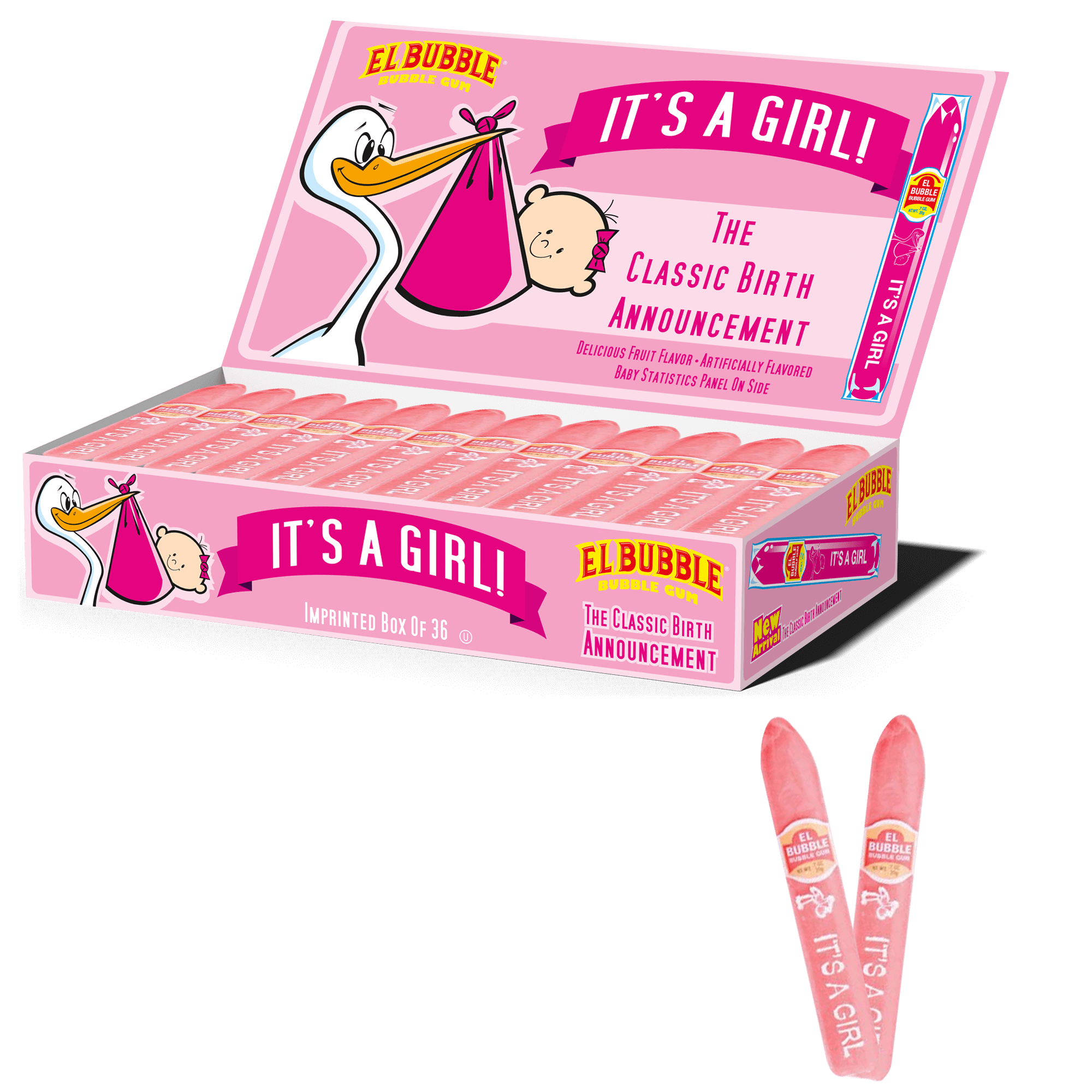 It's a Girl Bubble Gum Cigar Box (25.2 oz. / 36 ct. Box) – Tootsie Roll