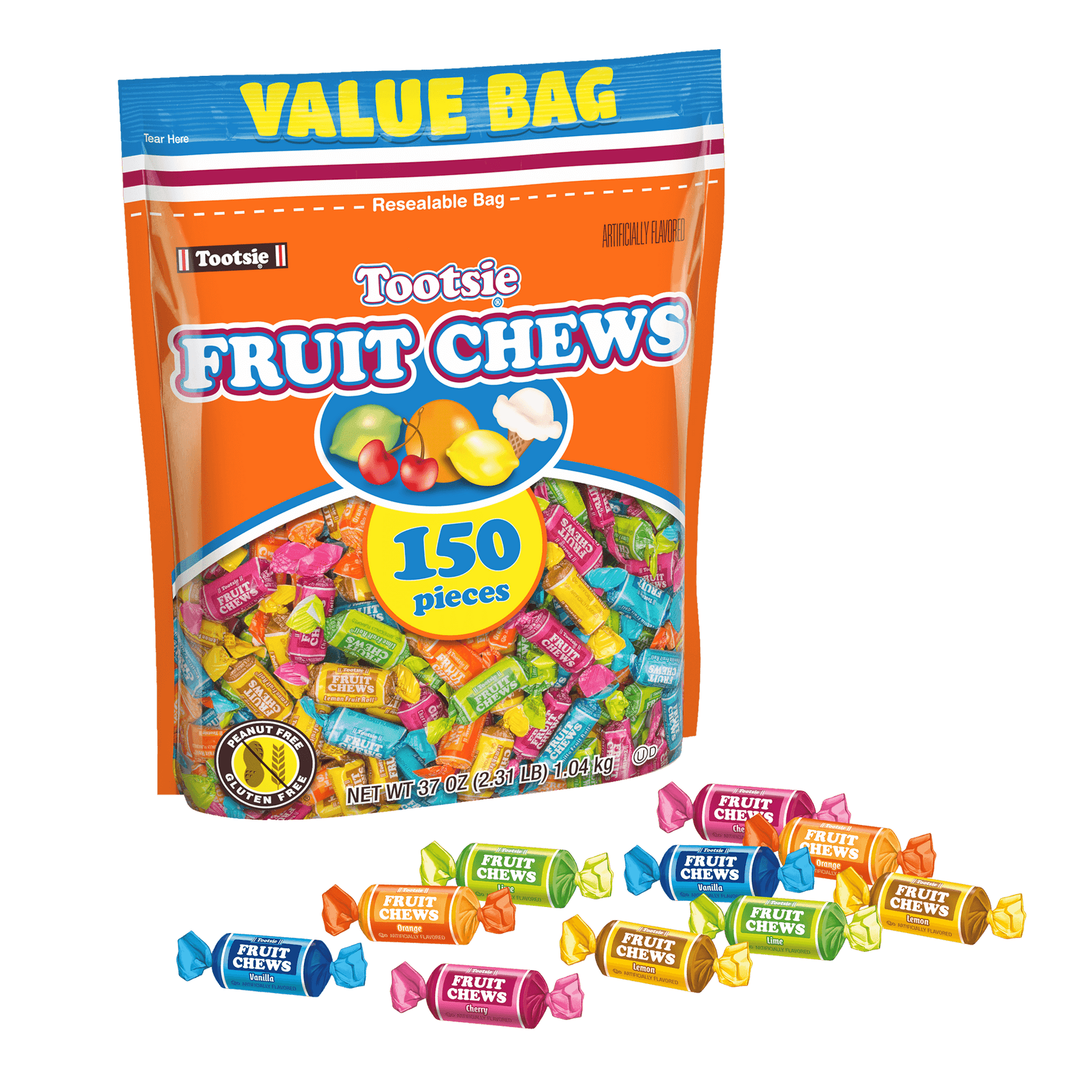 Tootsie Fruit Chew Assorted Flavors (37 oz. / 150 ct. Bag) – Tootsie Roll