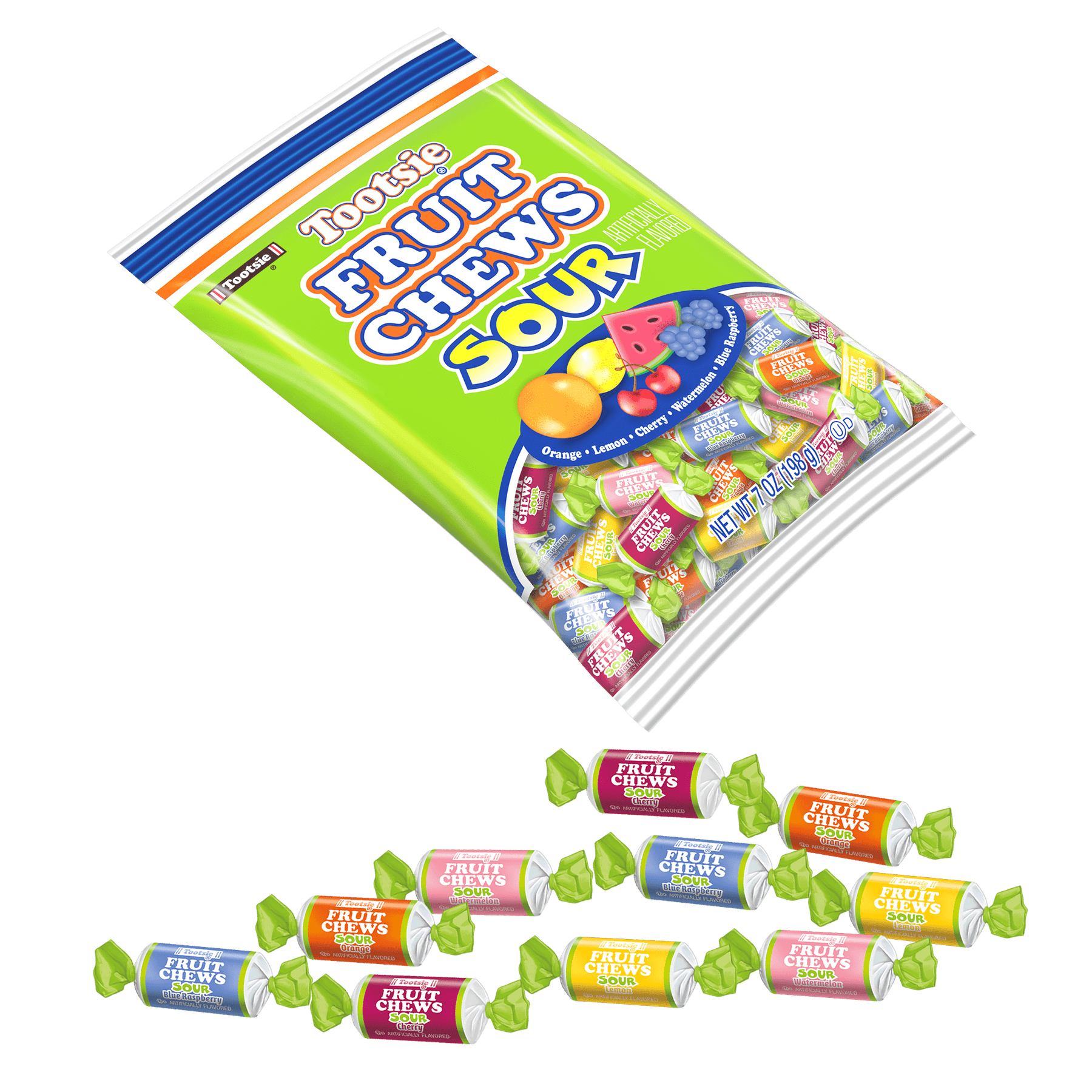Tootsie Fruit Chews Assorted Sour Fruit Flavors (7 oz. Bag) – Tootsie Roll