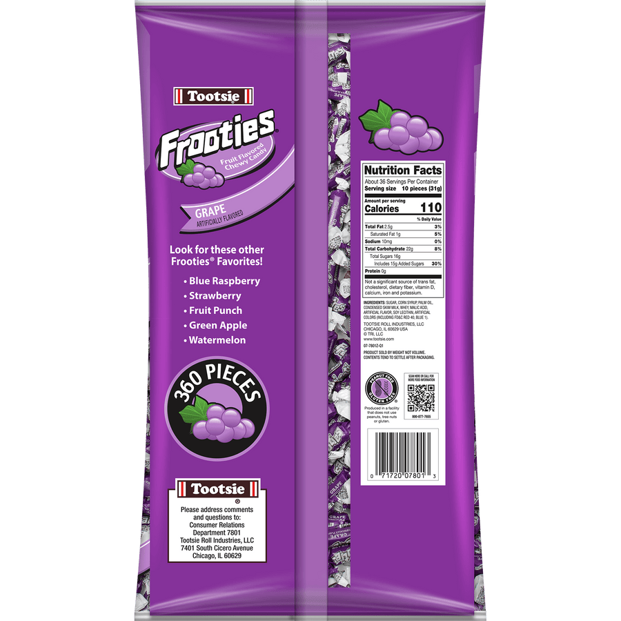 Frooties Grape Chewy Candy (38.8 oz. / 360 ct. Bag) – Tootsie Roll