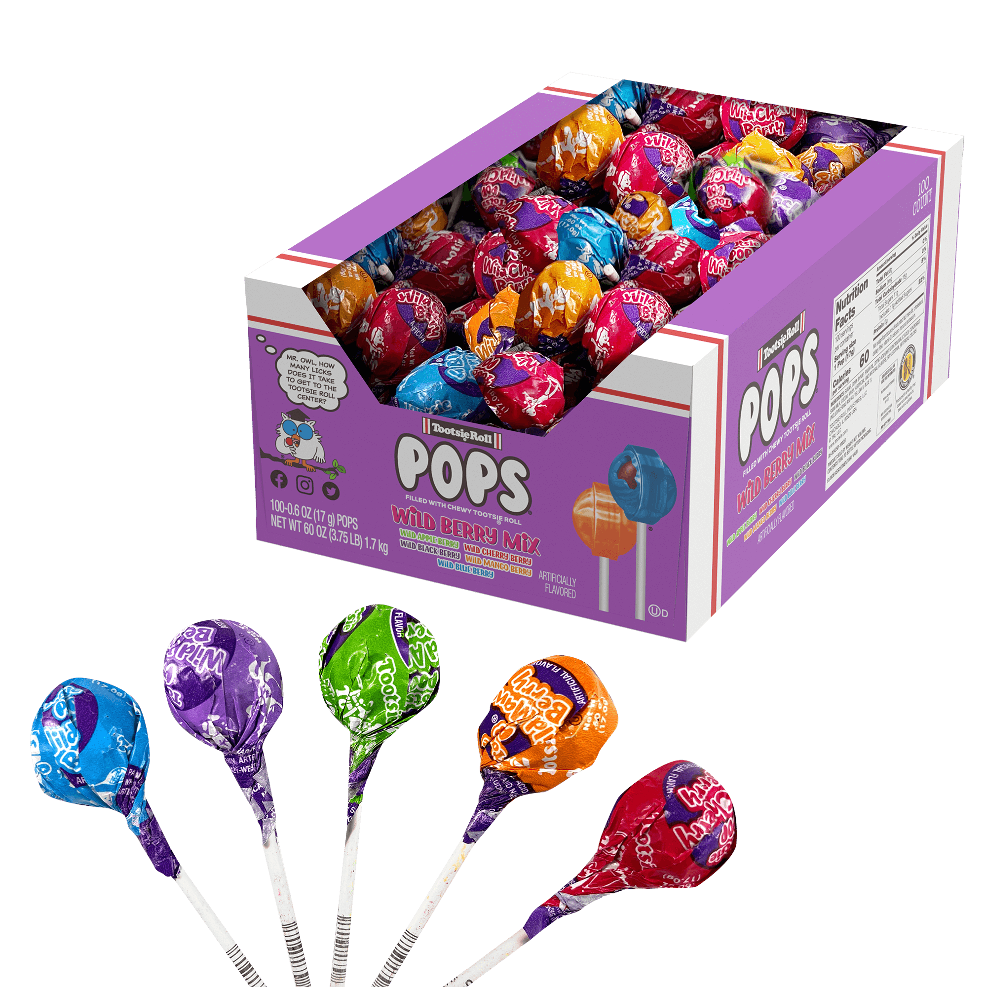 Tootsie Pops Assorted Wild Berry Flavors (100 ct. Box) – Tootsie Roll